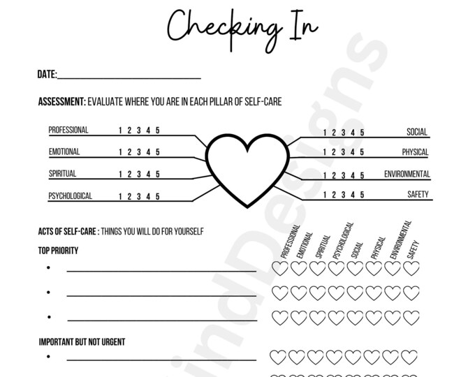Self Care Check in - Digital Download - Etsy