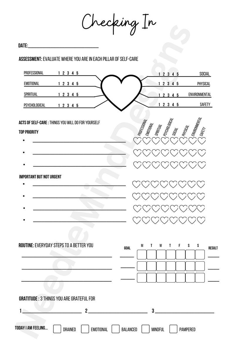 Self Care Check in - Digital Download - Etsy