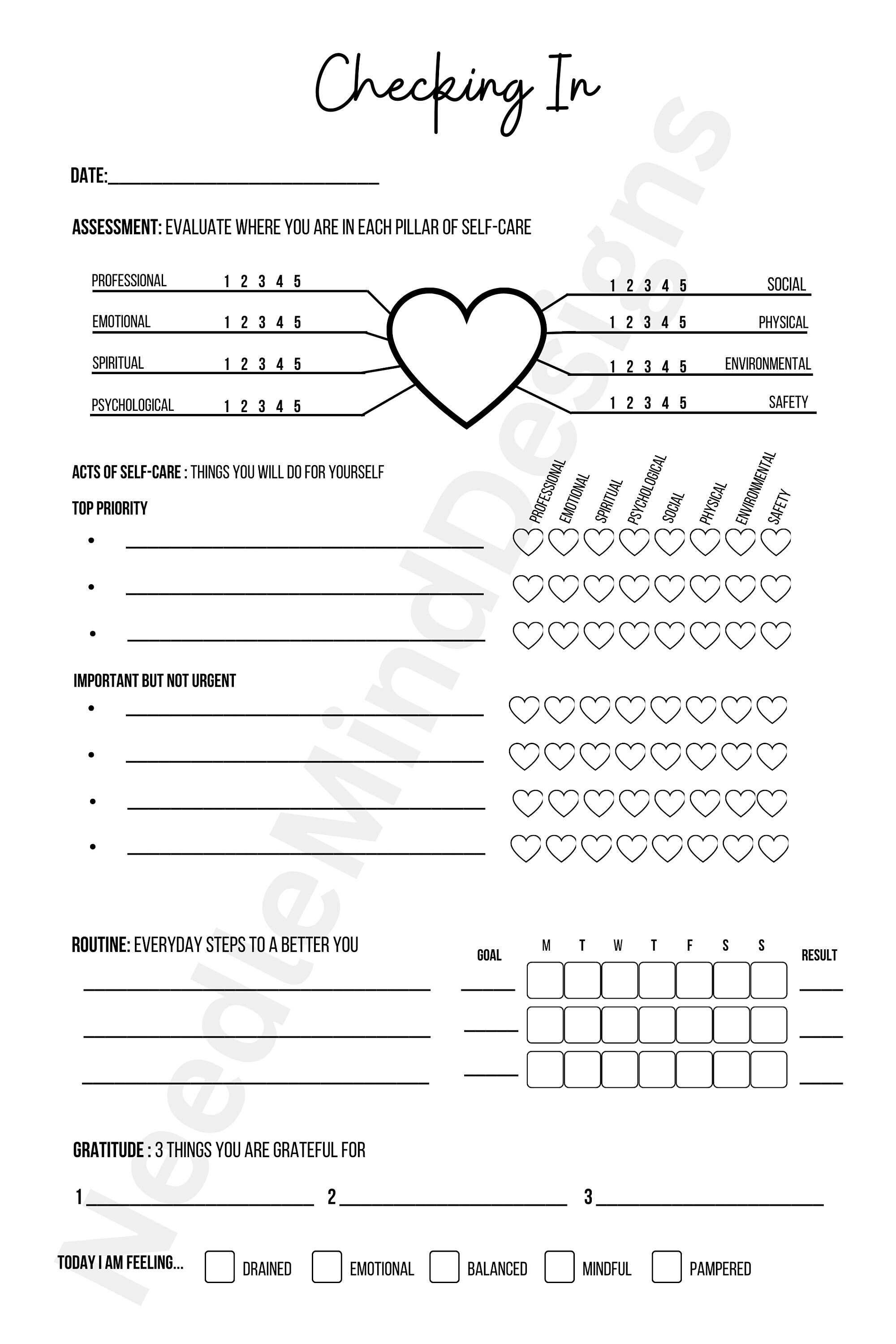 Self Care Check in - Digital Download - Etsy