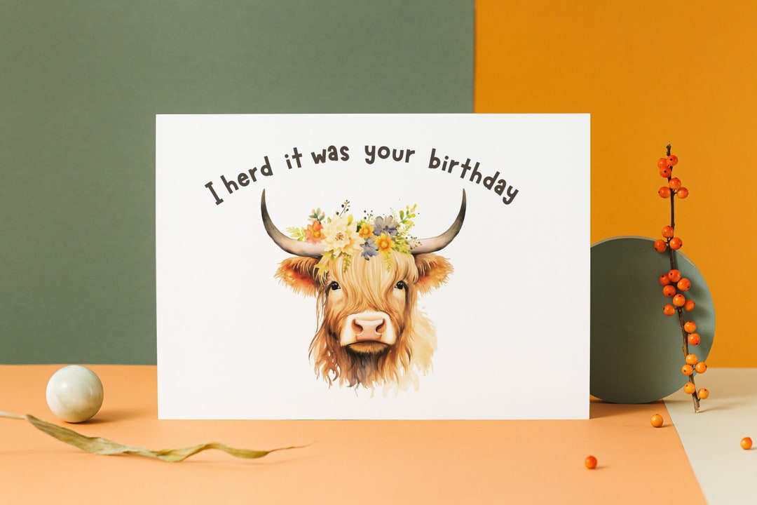 Highlander Birthday Card, Cow Birthday, Moo-velous Day - Etsy