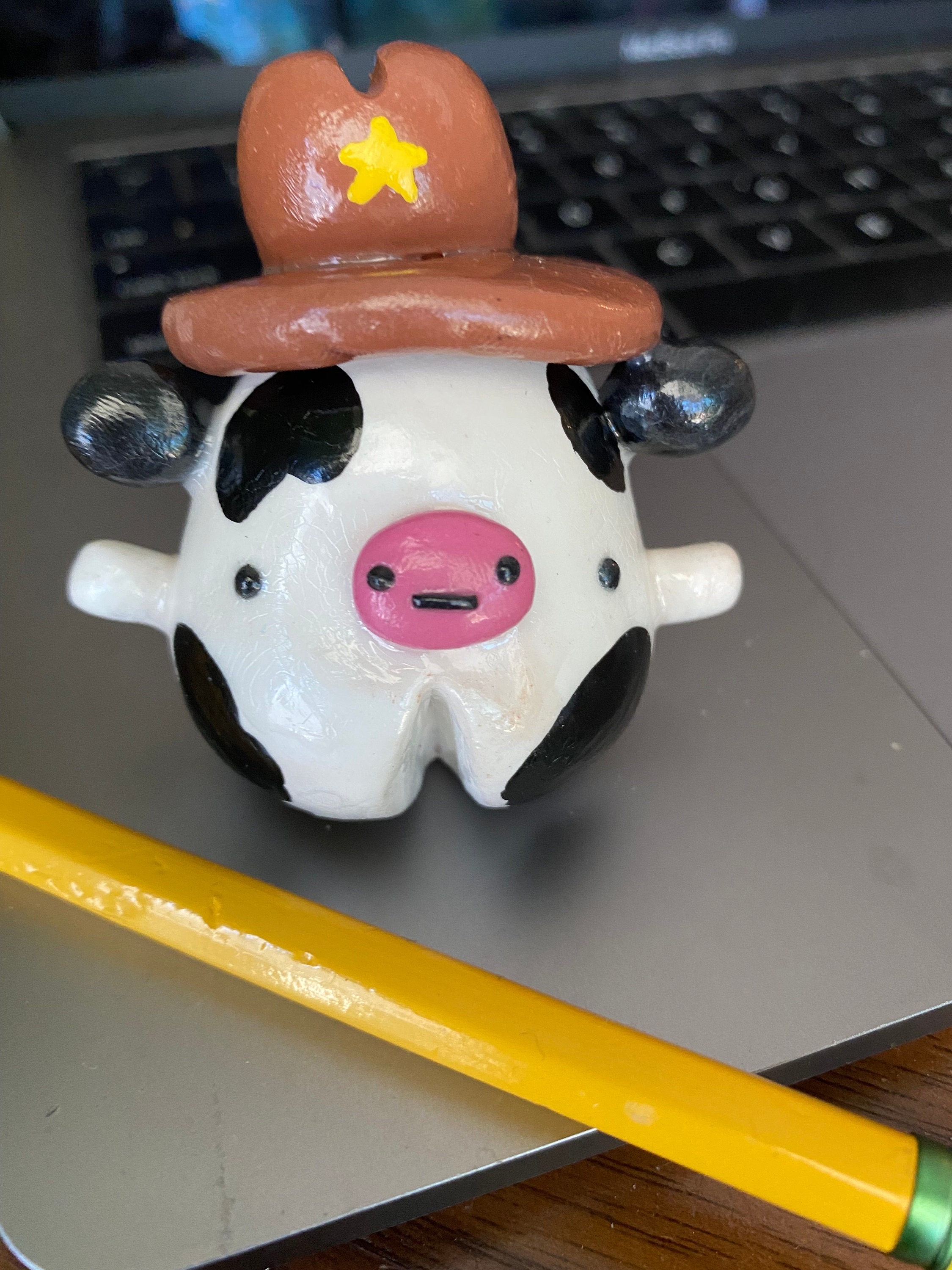 Cowboy Cow Desk Friend and Study Buddy Handmade From Polymer Clay - Etsy