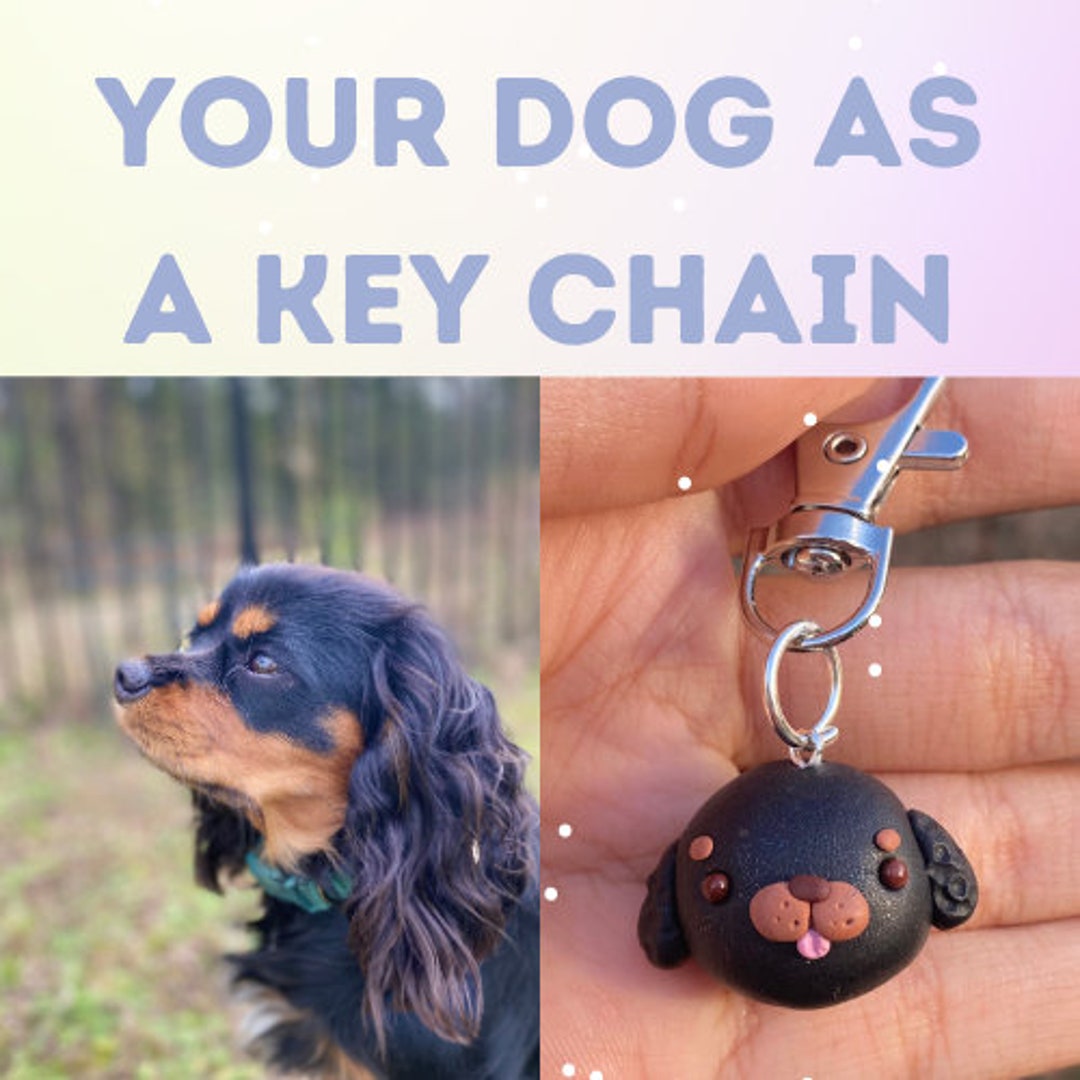Kawaii Custom Dog Key Chain Polymer Clay Handmade - Etsy
