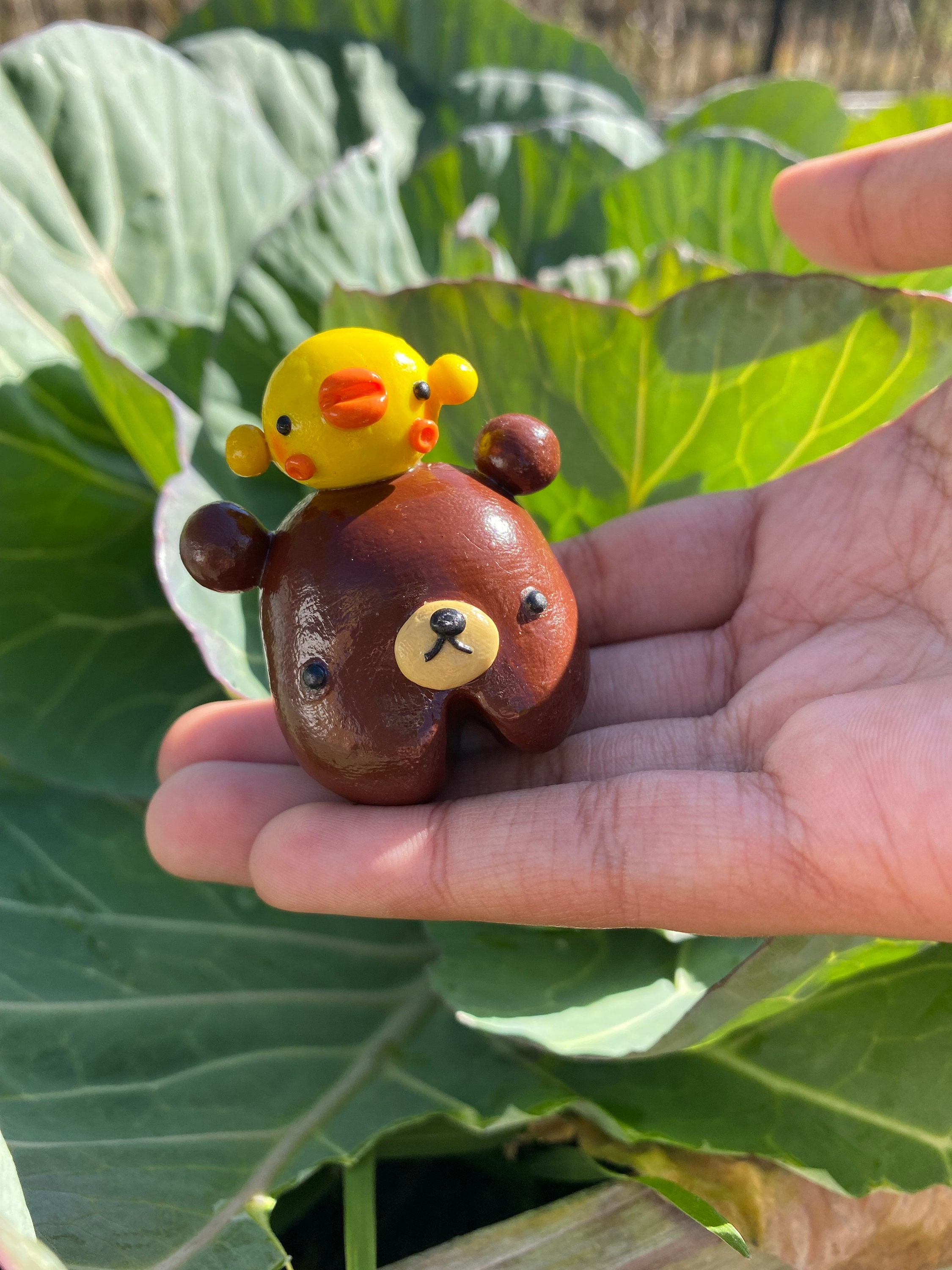 Polymer Clay Duckie and Bear Desk Friend/study Buddy-kawaii Bear - Etsy