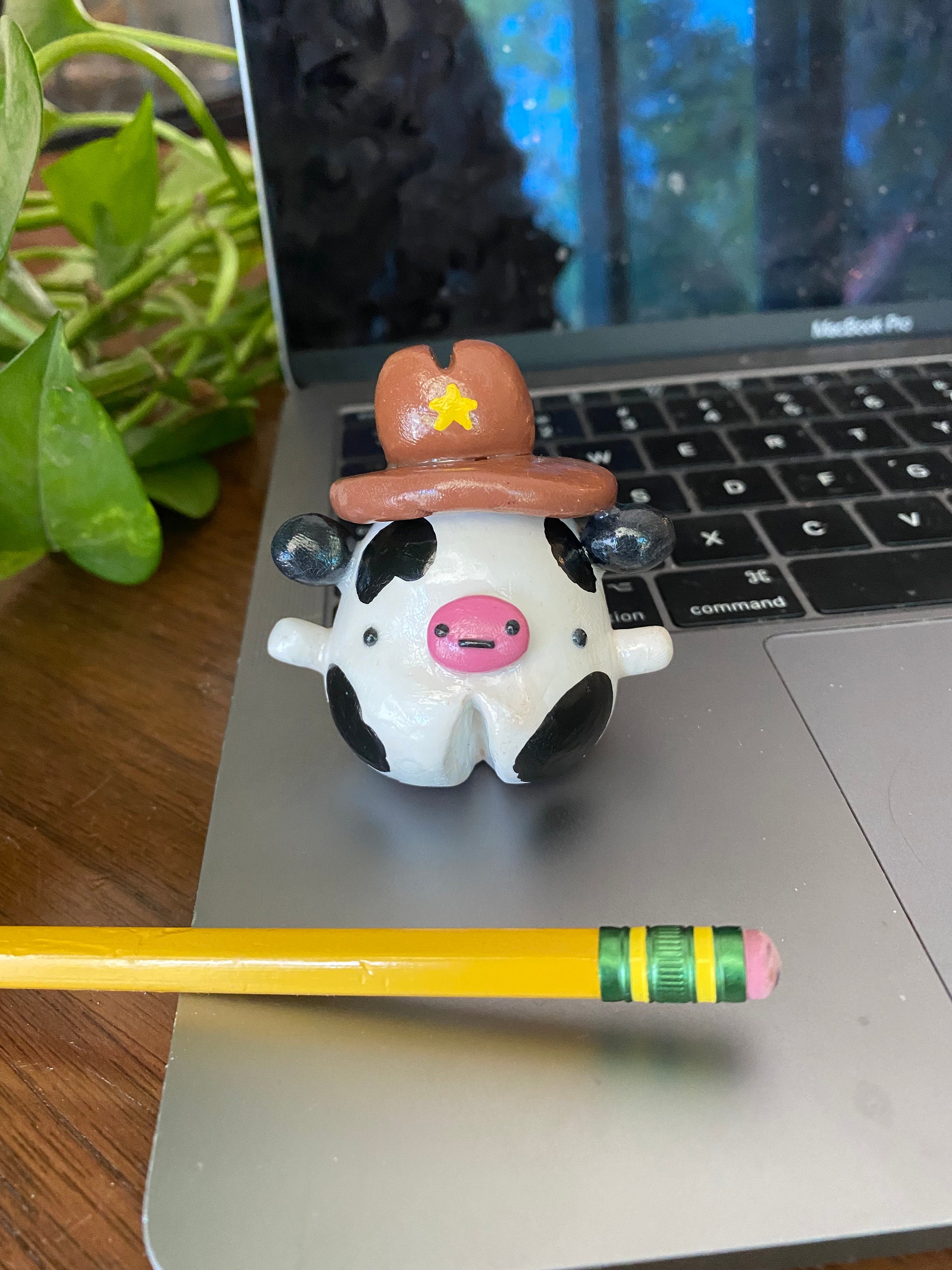 Cowboy Cow Desk Friend and Study Buddy Handmade From Polymer Clay - Etsy