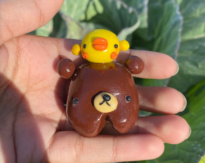 Polymer Clay Duckie and Bear Desk Friend/study Buddy-kawaii Bear - Etsy