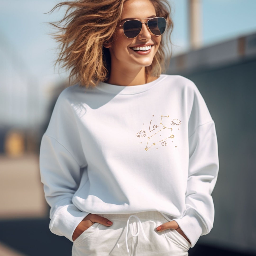 Dreamy Leo Zodiac Constellation Sweatshirt, Personalized Astrology Gift ...
