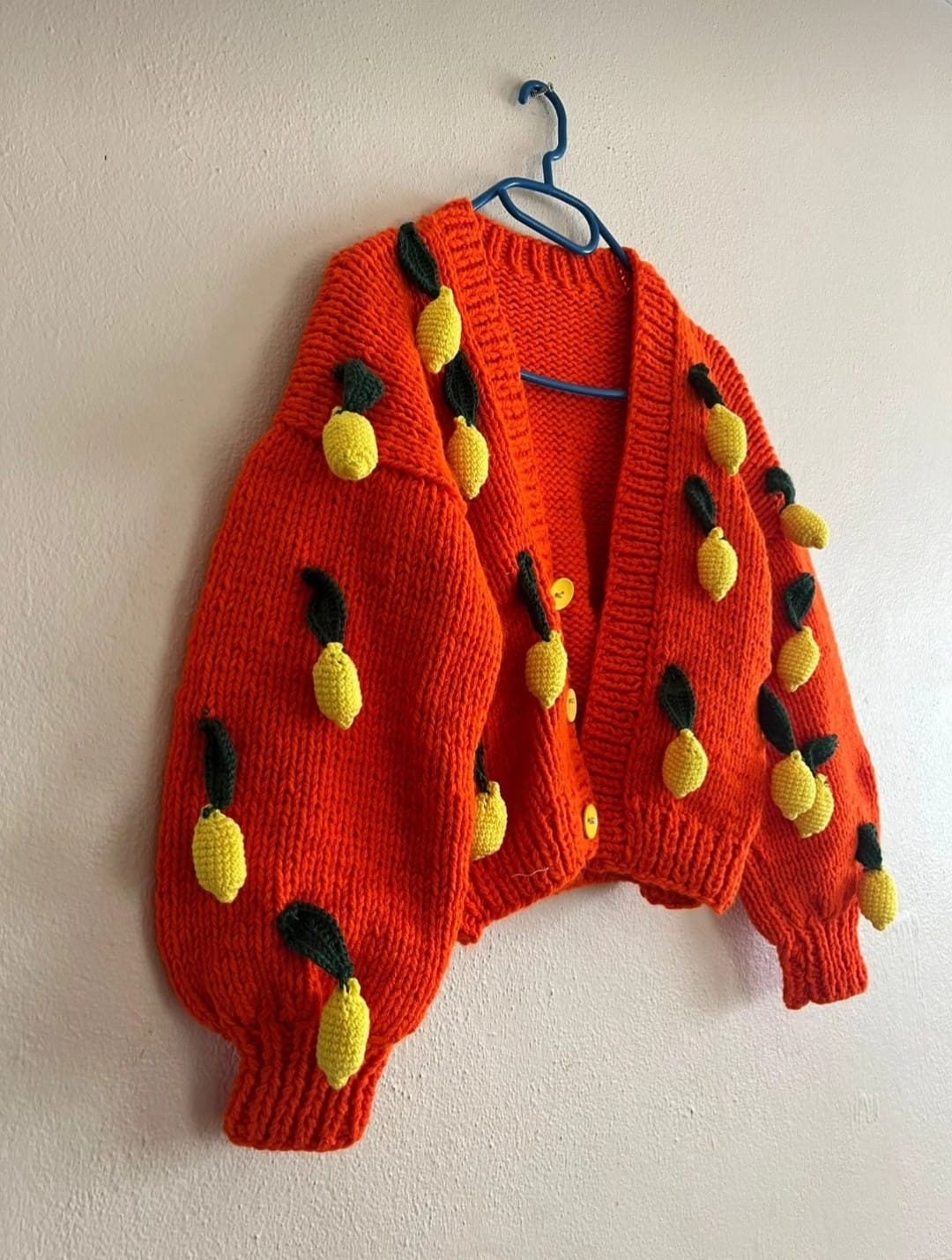 Lemon Cardigan , 3D Lemon Embroidered Sweater , 3D Fruit Embroidered ...