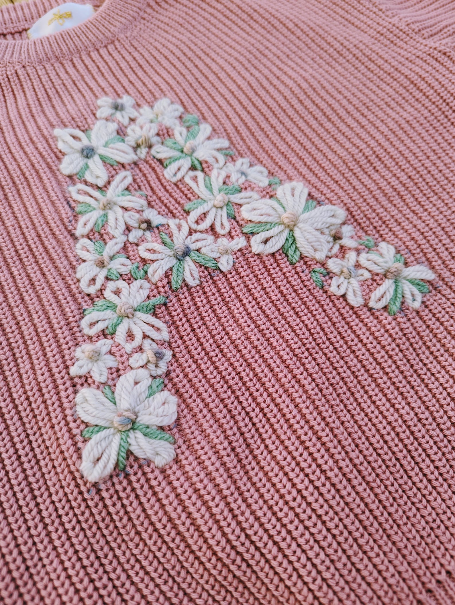 Personalised Hand Embroidered Floral Initial Jumper/sweater Oversized ...