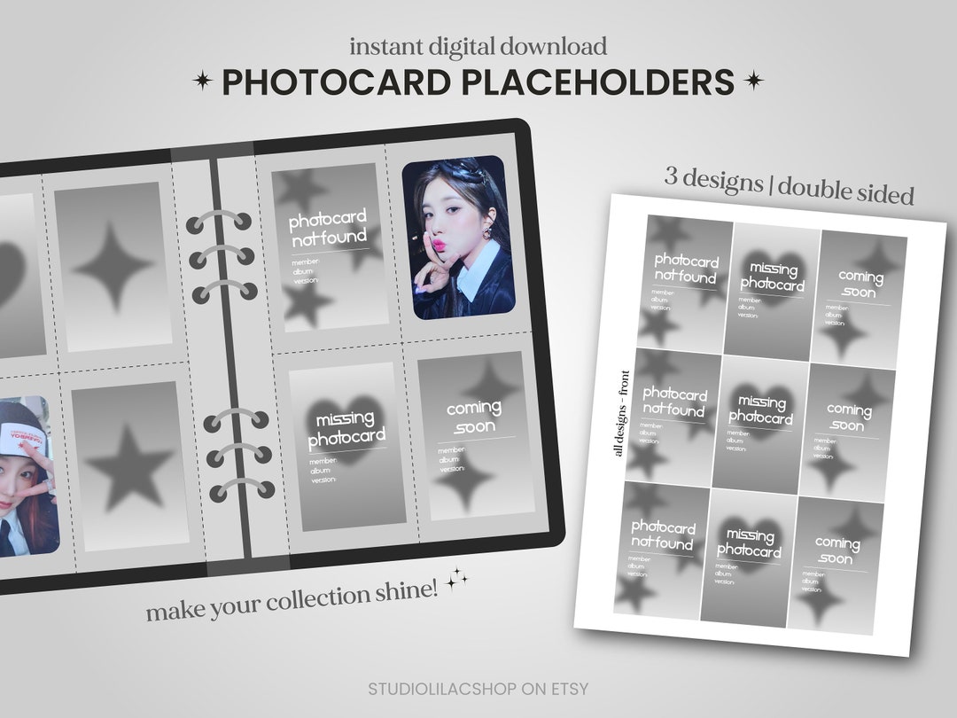 Kpop Photocard Placeholder Binder Filler - Gray Y2K - Digital Download ...