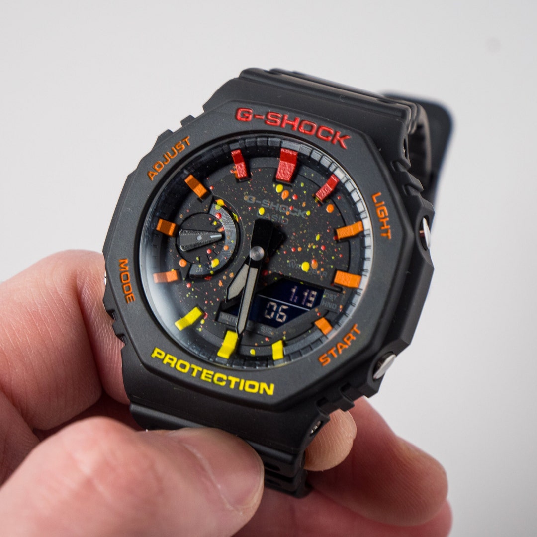 G-shock Casioak fire Red Black Custom Hand Painted Genuine Casio G ...