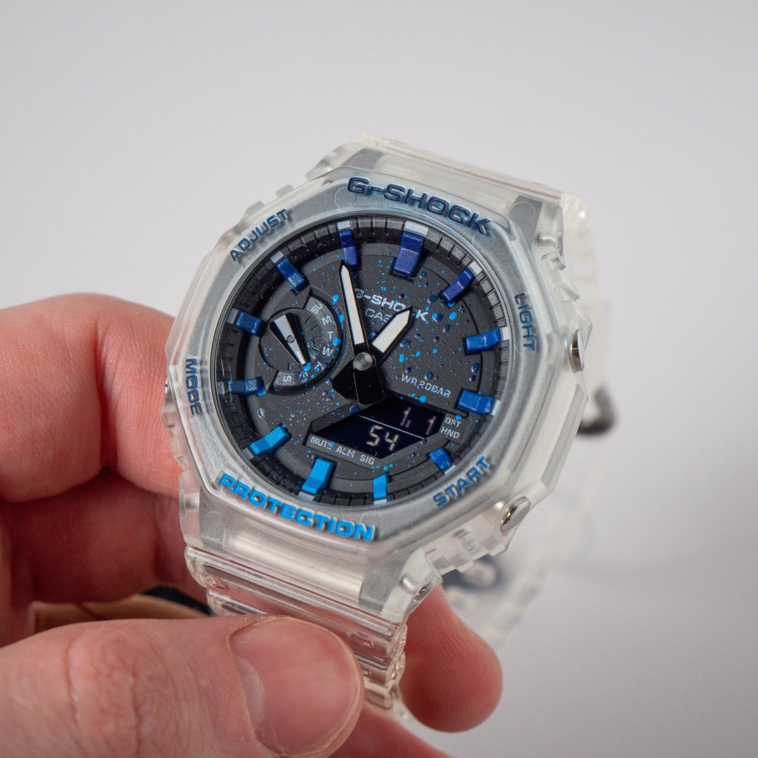 G-shock Casioak ice Blue Jelly Custom Hand Painted Genuine Casio G ...