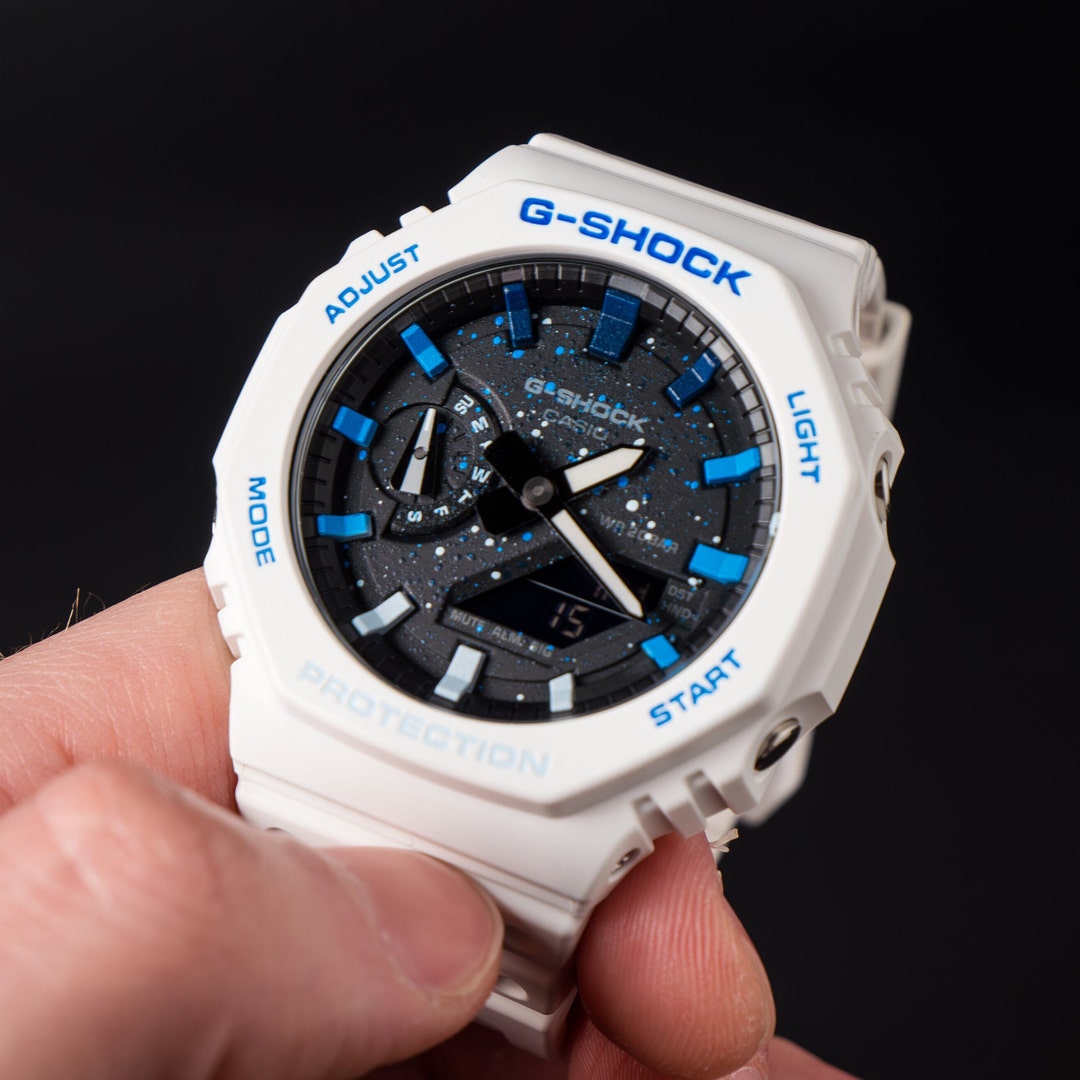 G-shock Casioak "ice Blue White" - Custom Hand Painted Genuine Casio G ...