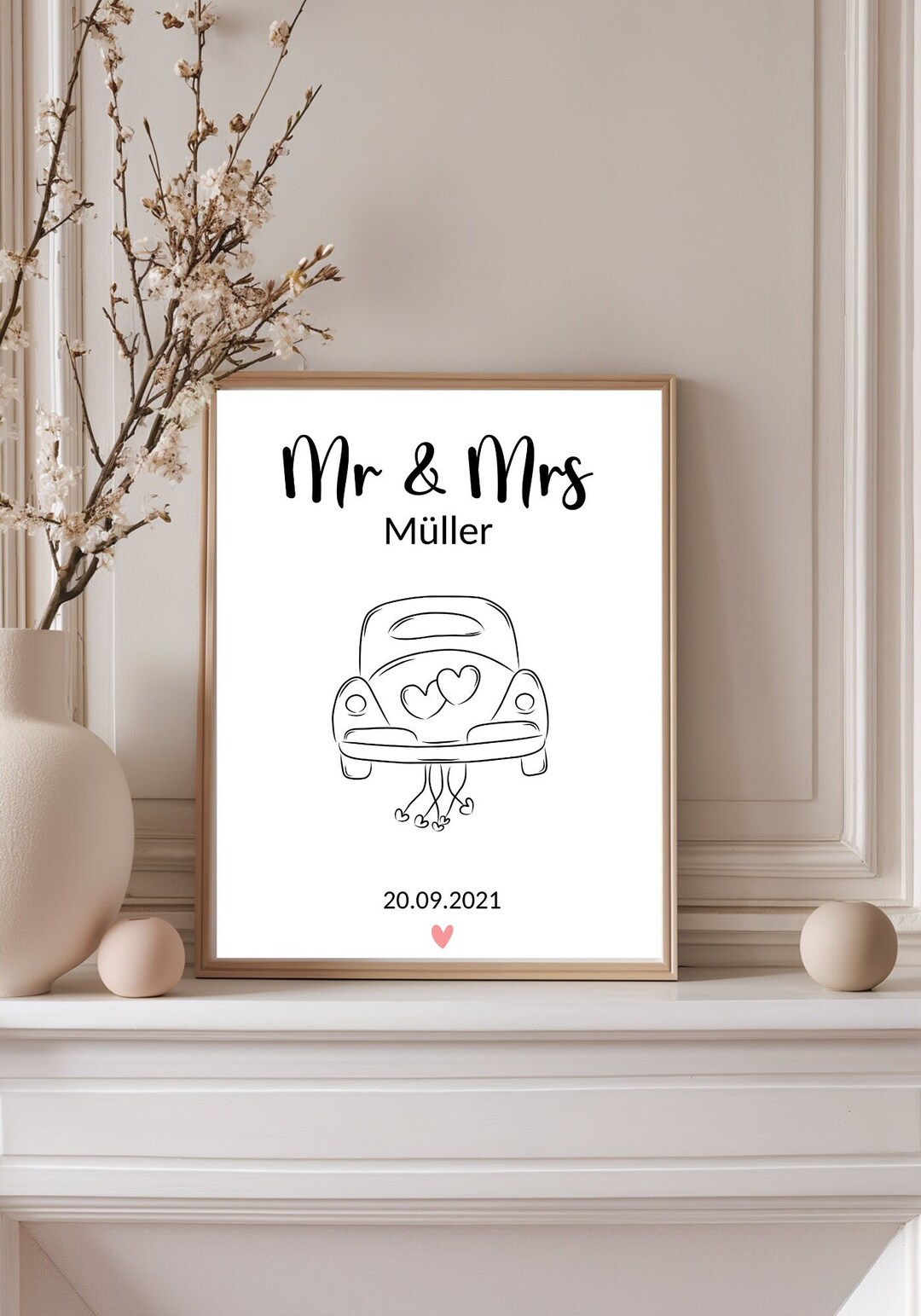Wedding Car Partner Poster, Poster for Partner Newlyweds Boyfriend ...