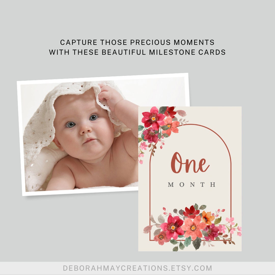 Printable Baby Milestones Cards, Photo Cards for Your Babies First 12 ...