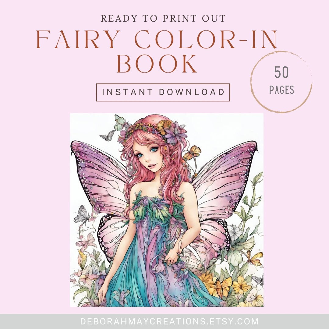 Color-in Fairies for Mindfulness, 50 Pages of Beautiful, Detailed ...
