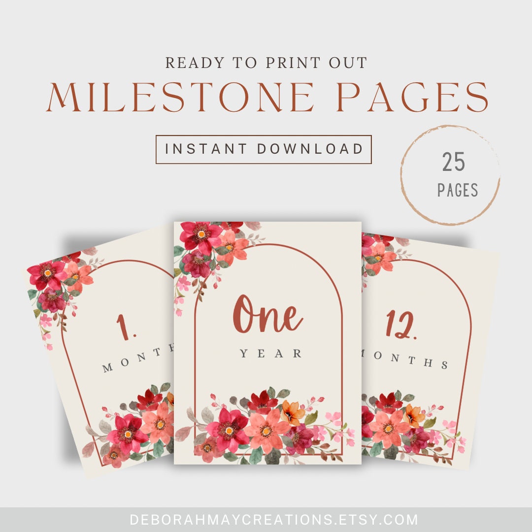 Printable Baby Milestones Cards, Photo Cards for Your Babies First 12 ...