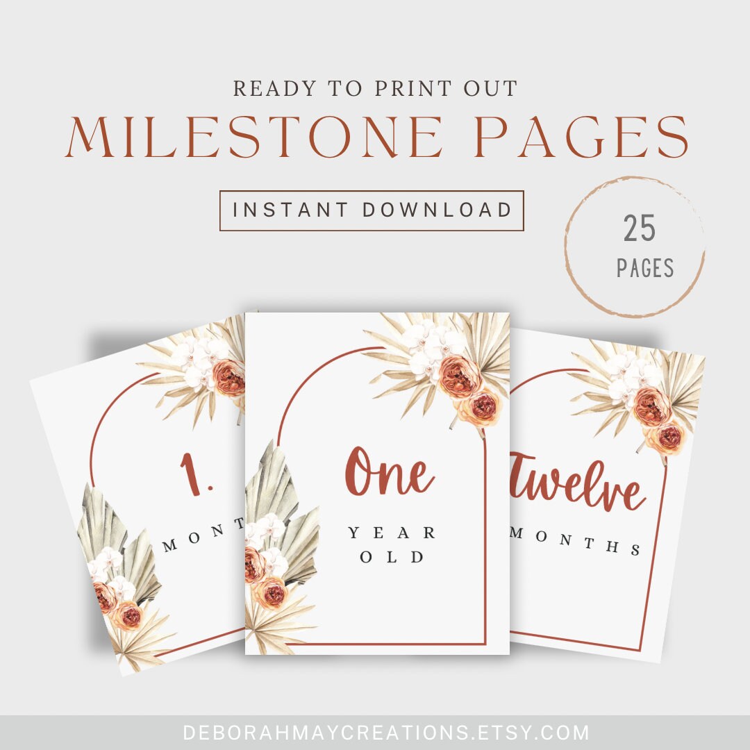 Printable Baby Milestones Cards, Photo Cards for Your Babies First 12 ...