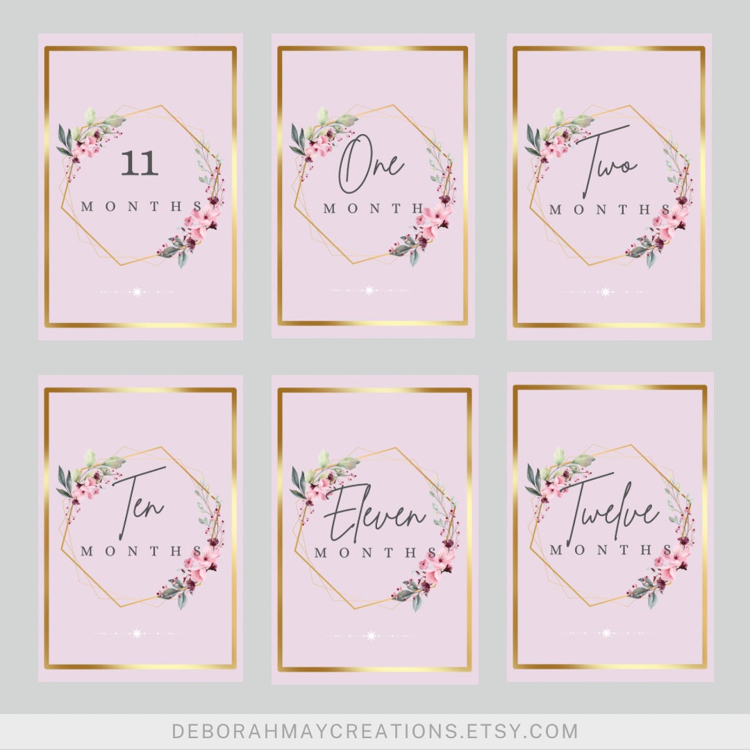 Printable Baby Milestones Cards, Photo Cards for Your Babies First 12 ...