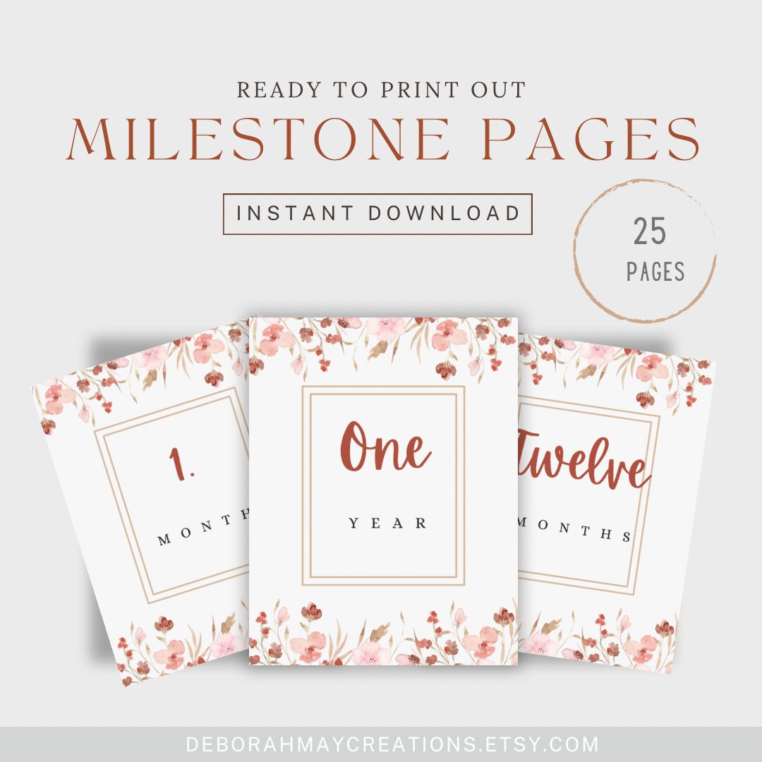 Printable Baby Milestones Cards, 1 to 12 Months. - Etsy