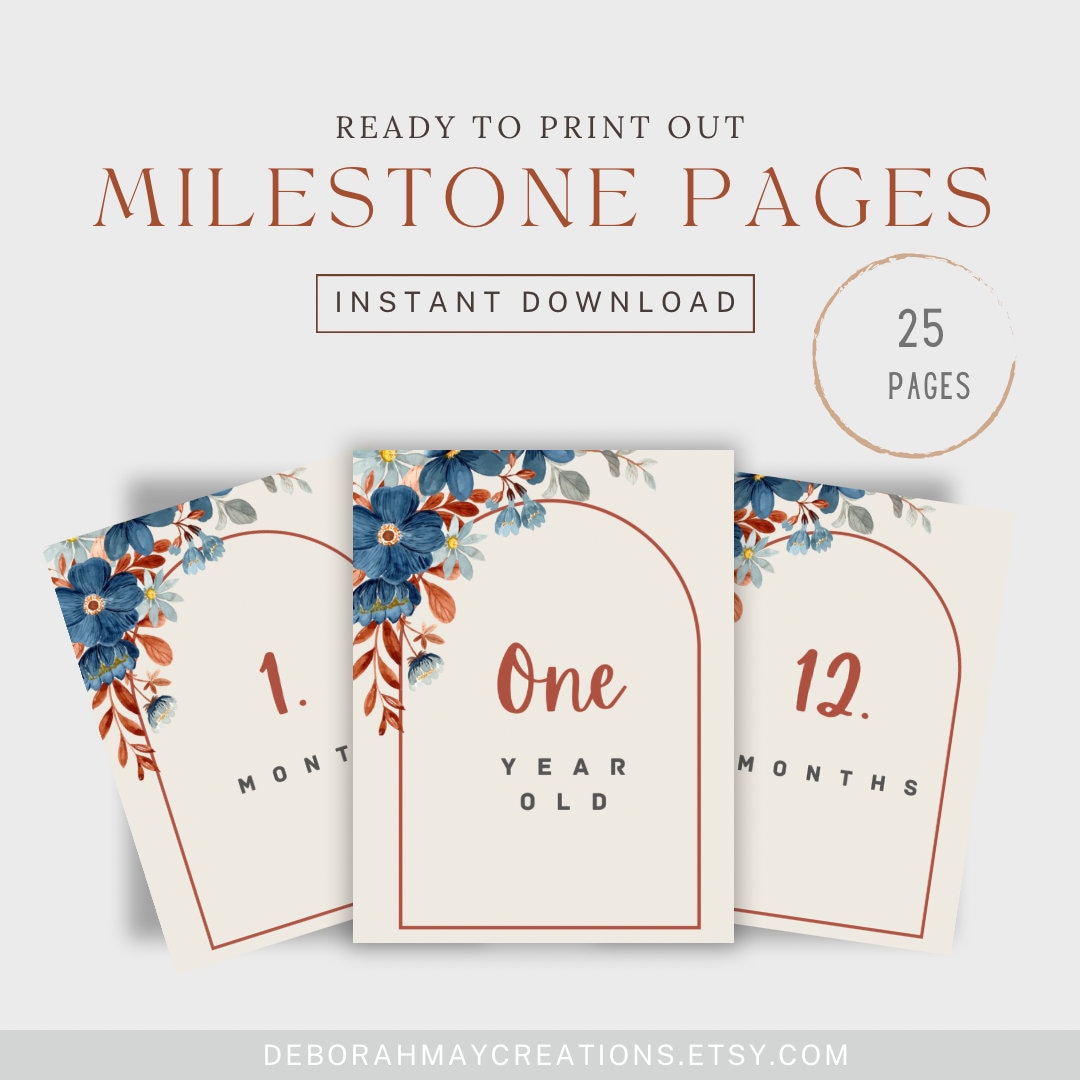 Printable Baby Milestones Cards, Photo Cards for Your Babies First 12 ...