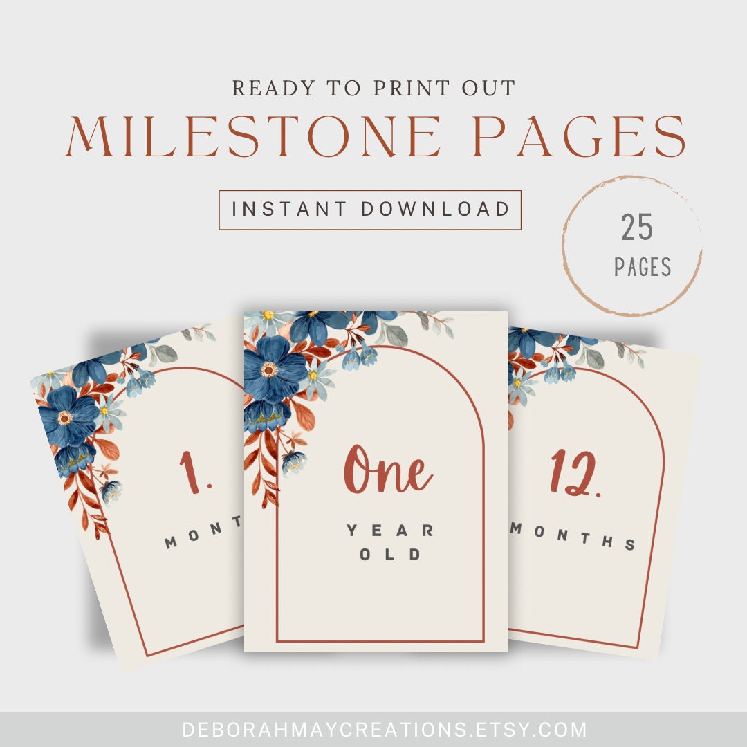Printable Baby Milestones Cards, Photo Cards for Your Babies First 12 ...