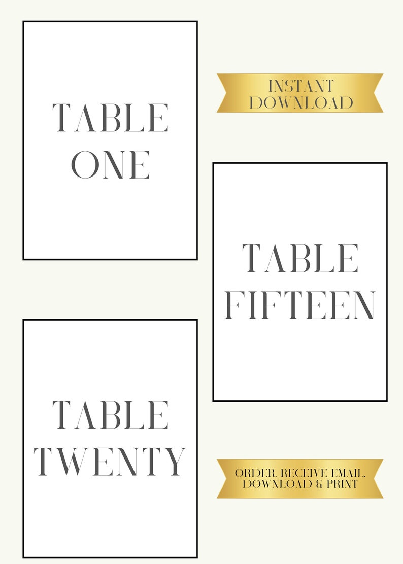 Table Cards, Instant Download & Printable 5x7 Elegant and All Capital ...
