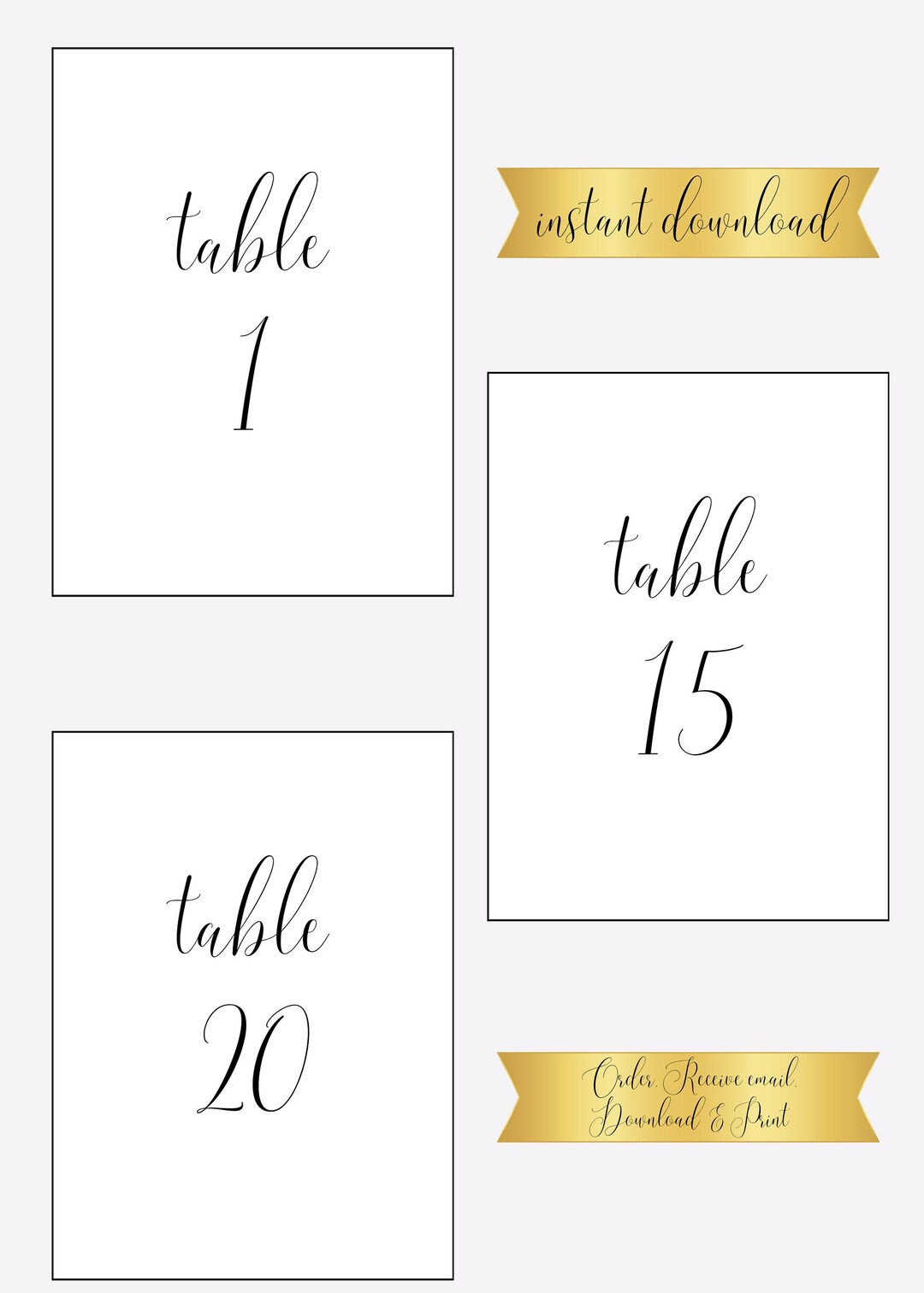 Table Cards, Instant Download & Printable 5x7 Script and Elegant Dainty ...