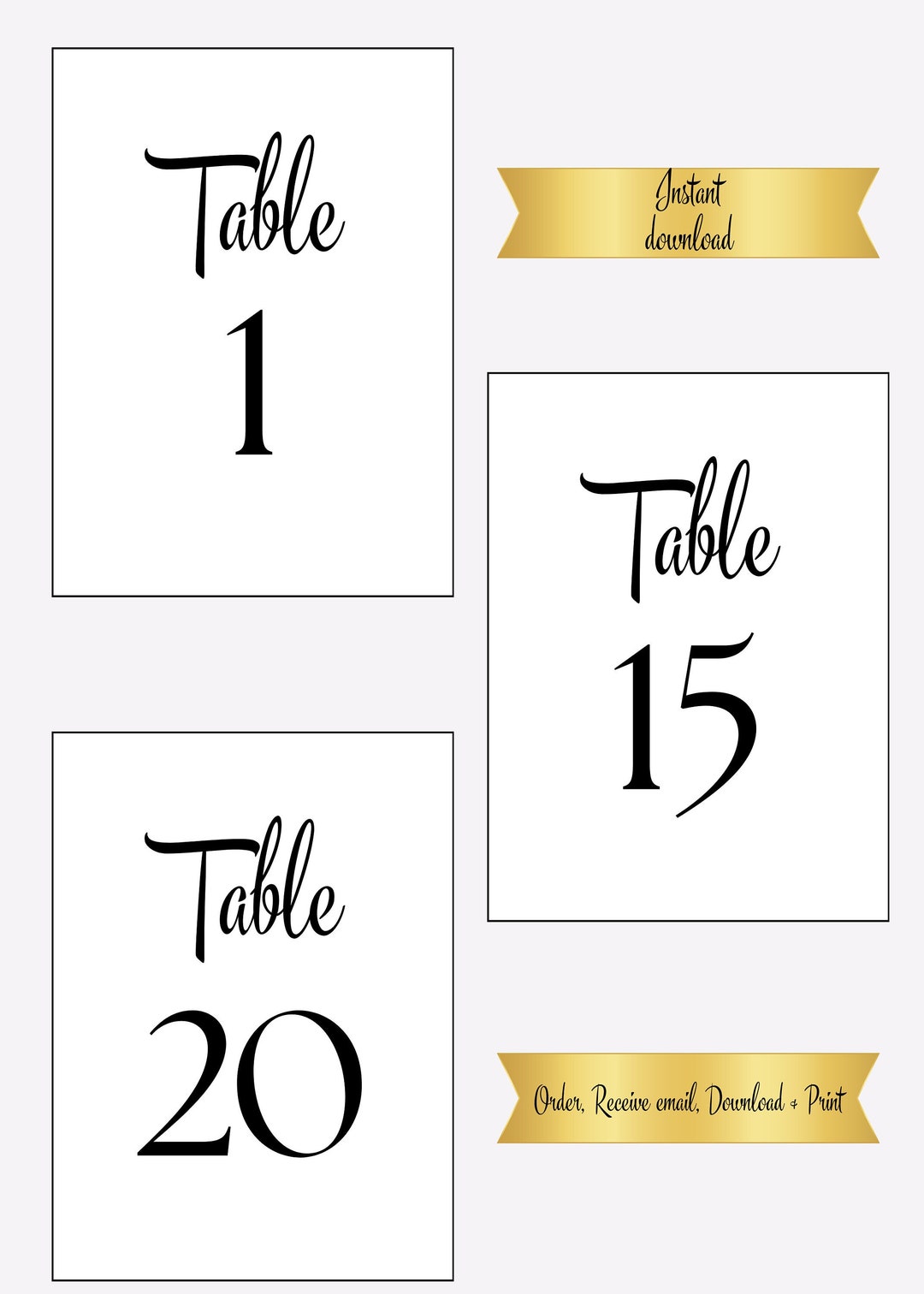 Table Cards, Instant Download & Printable 5x7 Script and Elegant Bold ...