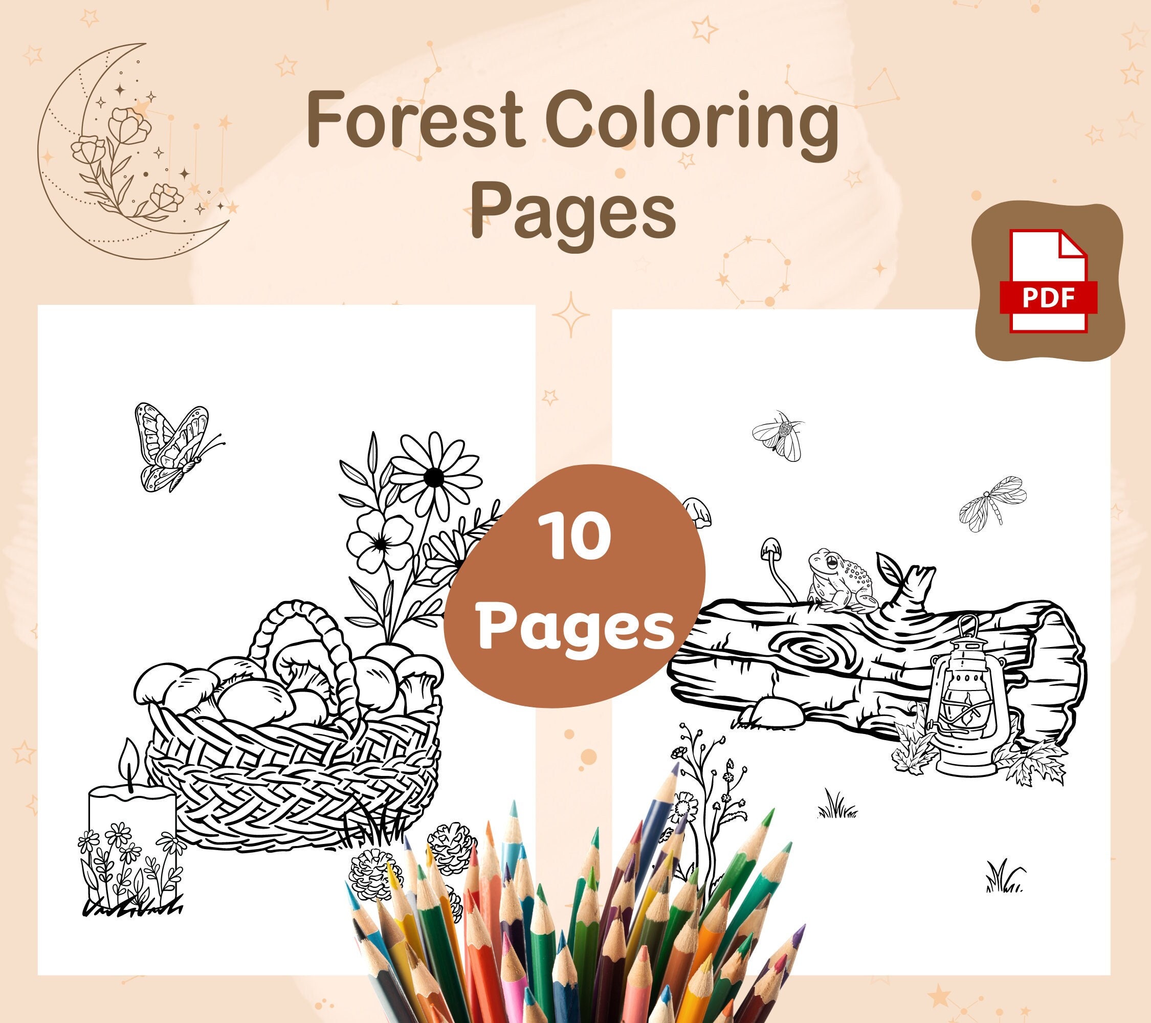 10 Forest Coloring Pages for Adults & Kids Printable Coloring Pages ...