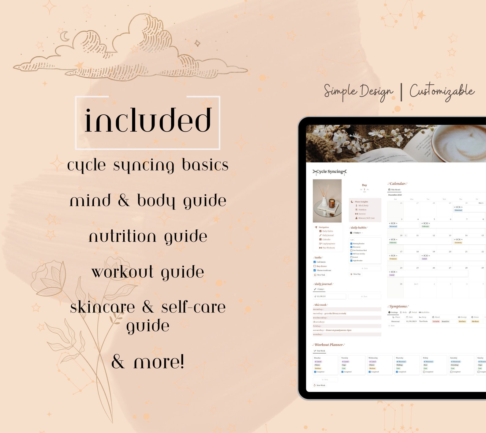 Cycle Syncing Notion Template | Cycle Syncing Planner | Cycle Syncing Nutrition, Workouts ...