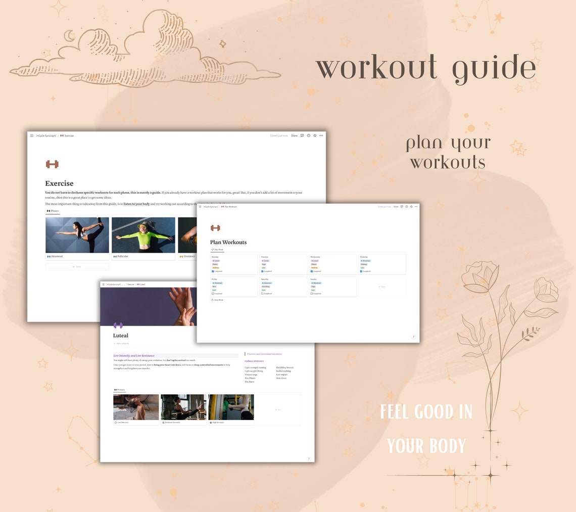 Cycle Syncing Notion Template Cycle Syncing Planner Cycle Syncing Nutrition, Workouts, Skincare ...