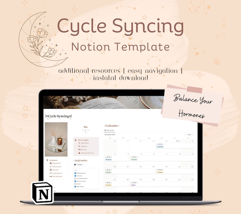 Cycle Syncing Notion Template | Cycle Syncing Planner | Cycle Syncing Nutrition, Workouts ...