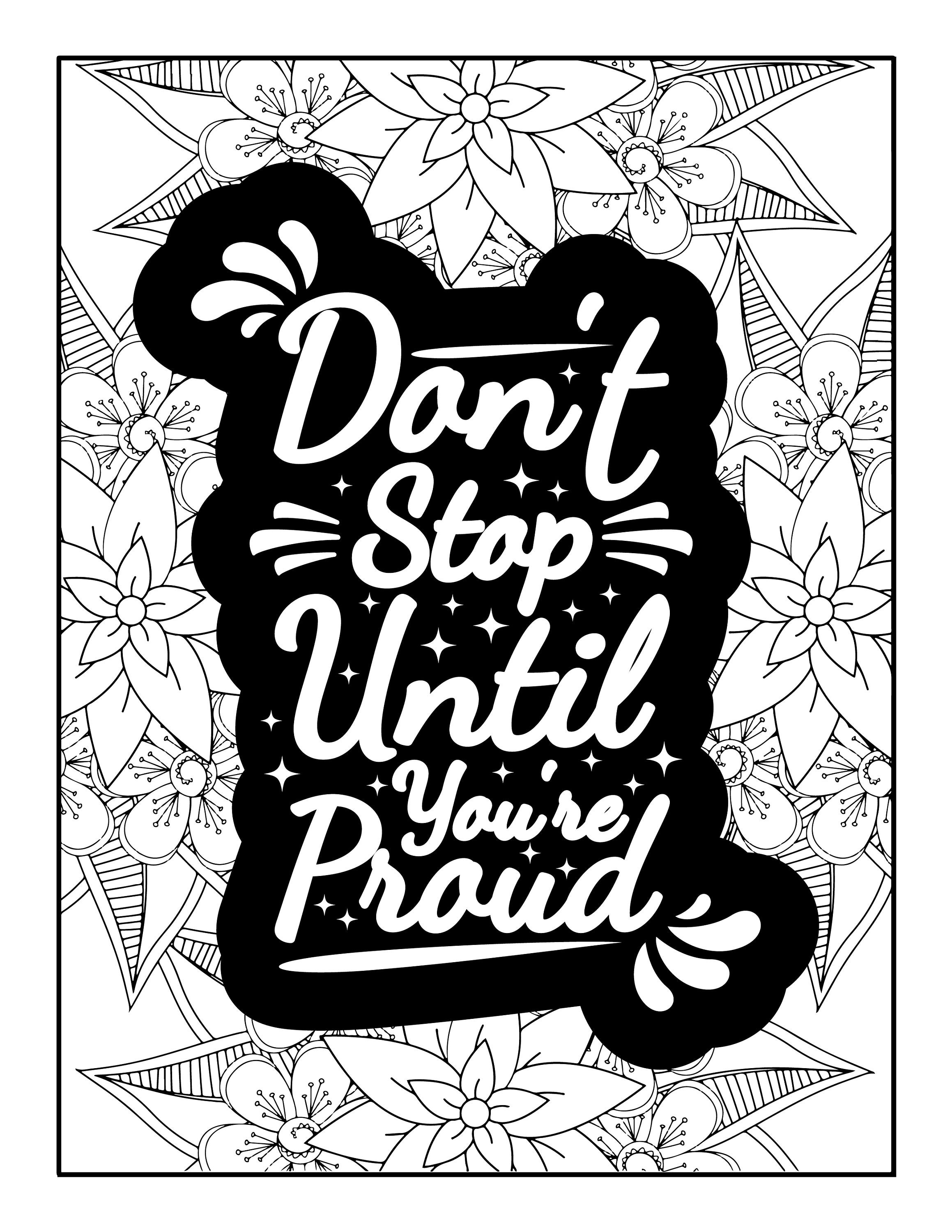 Motivational Quotes Coloring Book Pages - Etsy