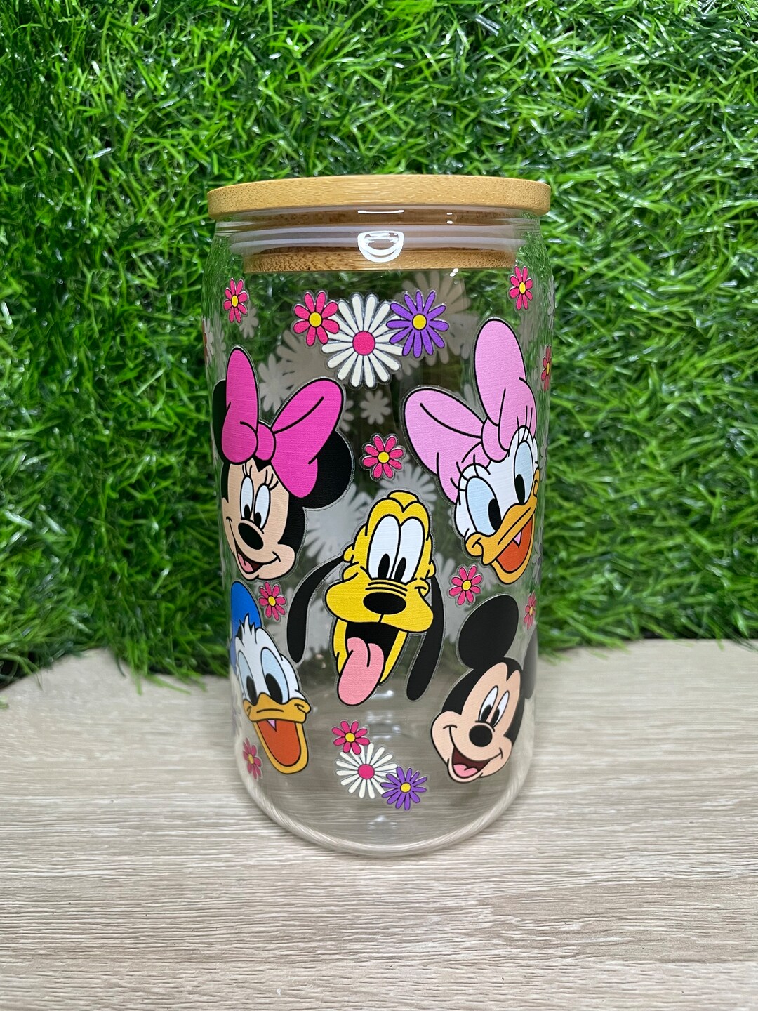 Mouse and Friends Glass Cup, Mouse Glass Cup, 16 Oz Mouse and Friends ...