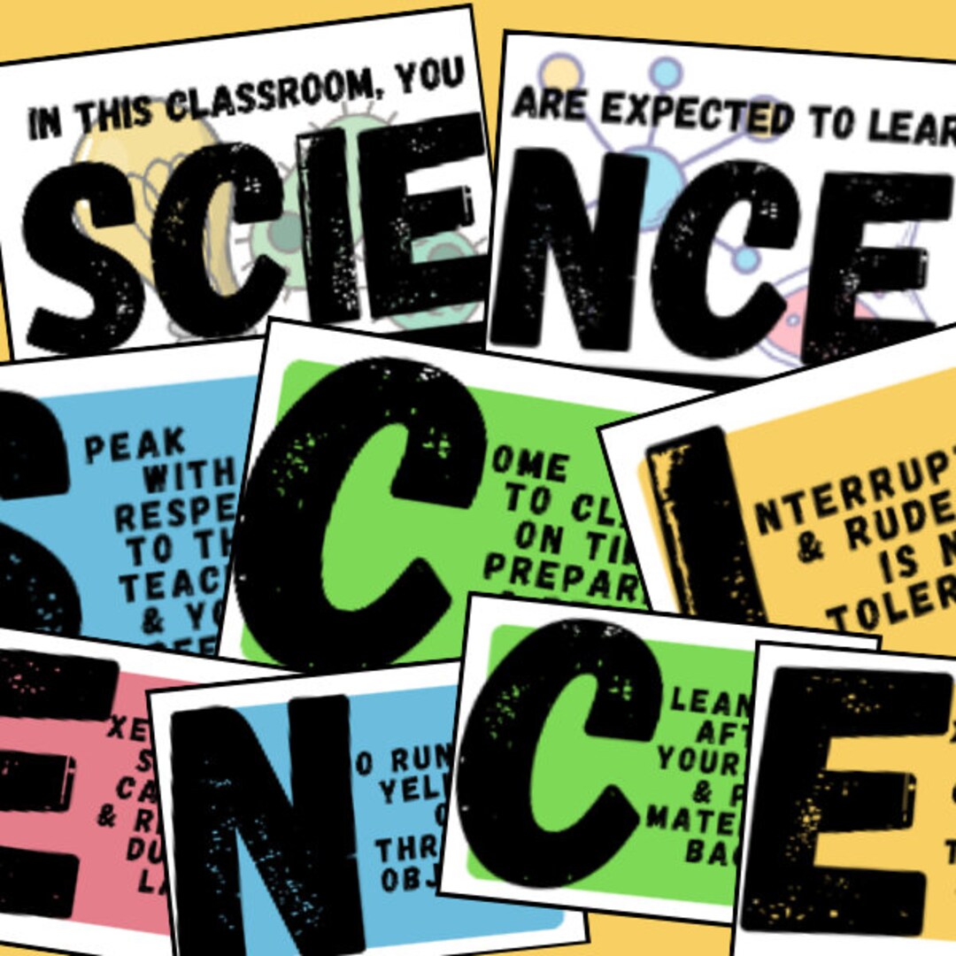 Science Classroom Rules Printable Posters - Etsy