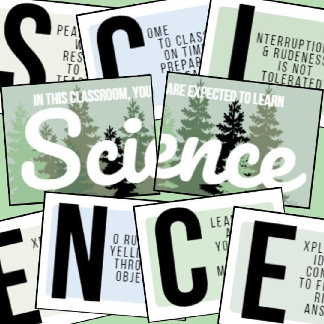 Science Classroom Rules Forest Set (PDF & Canva Template) - Etsy