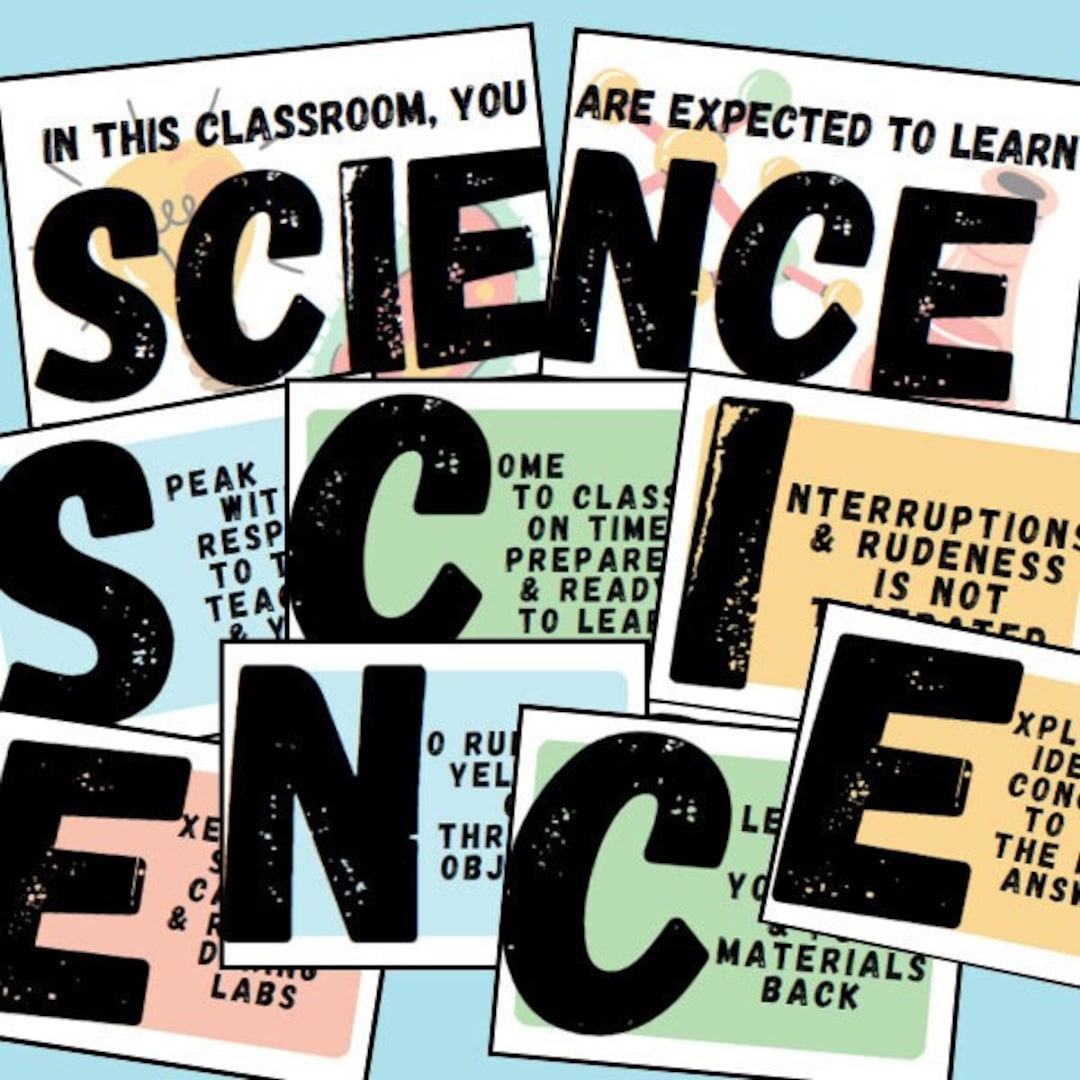 Science Classroom Rules Printable Posters (PDF & Canva Template) - Etsy
