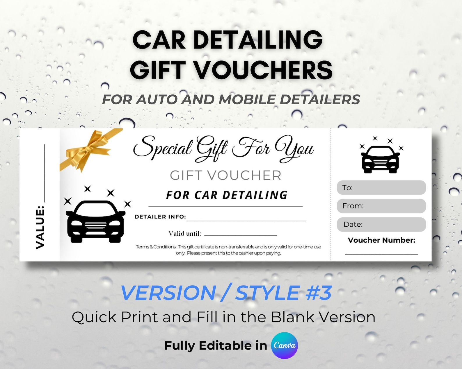 Car Detailing Gift Voucher Template + Bonus PDF Tracker Sheet ...