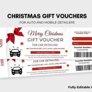 Car Detailing Christmas Gift Voucher Template (printable PDF) - Etsy