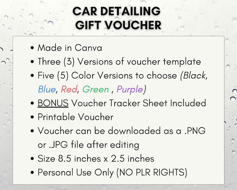 Car Detailing Gift Voucher Template + Bonus PDF Tracker Sheet ...