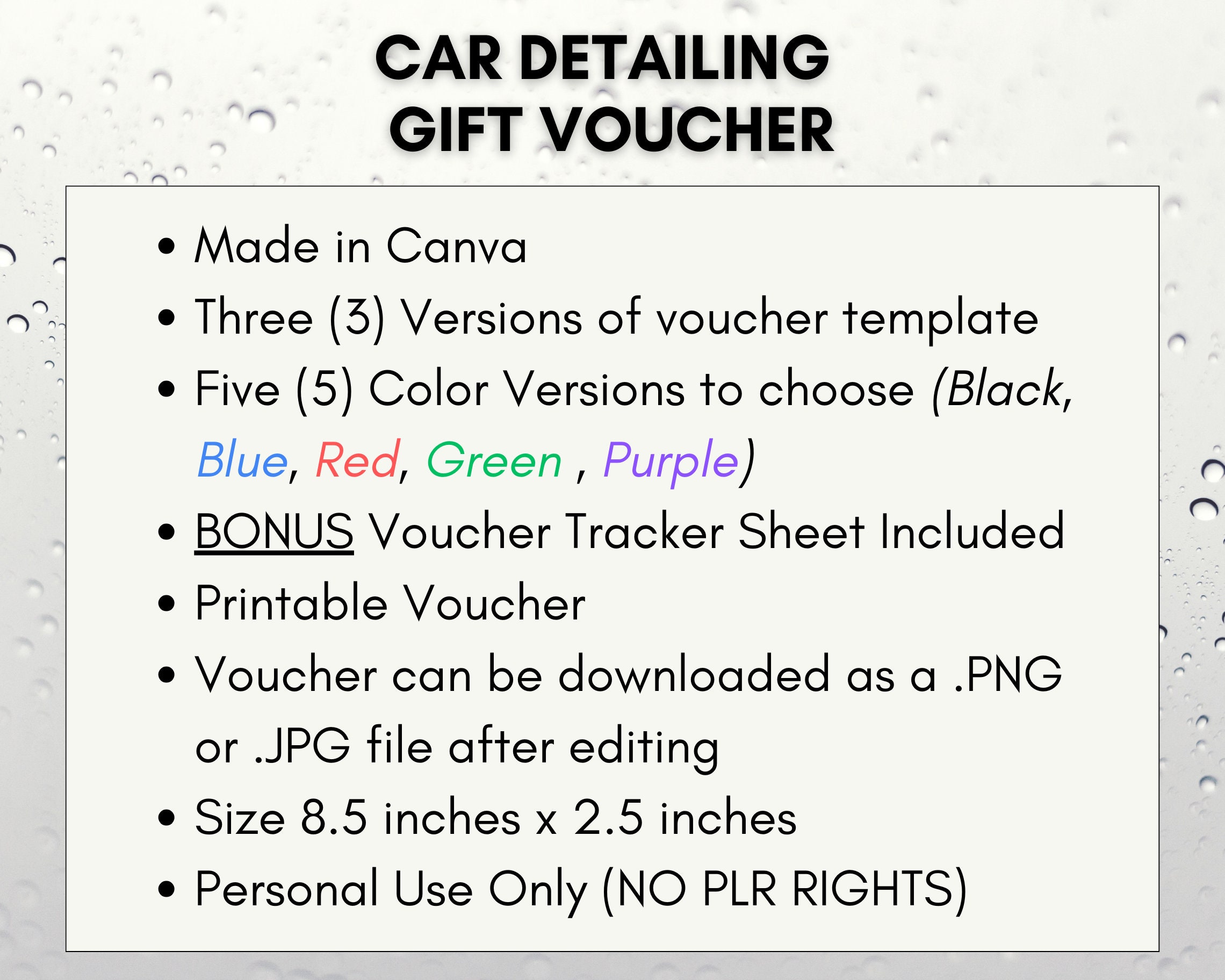Car Detailing Gift Voucher Template + Bonus PDF Tracker Sheet ...