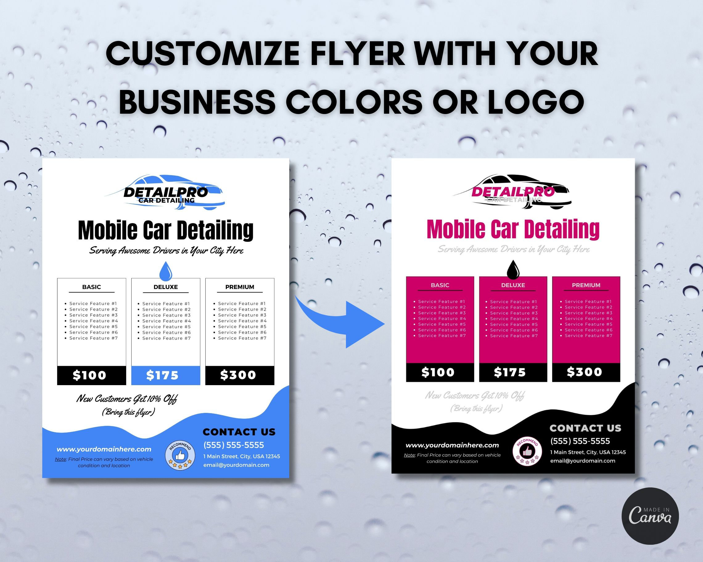 Customizable Car Detailing, Car Wash, Flyer Template for Auto and Mobile Detailers, PRINTABLE - Etsy
