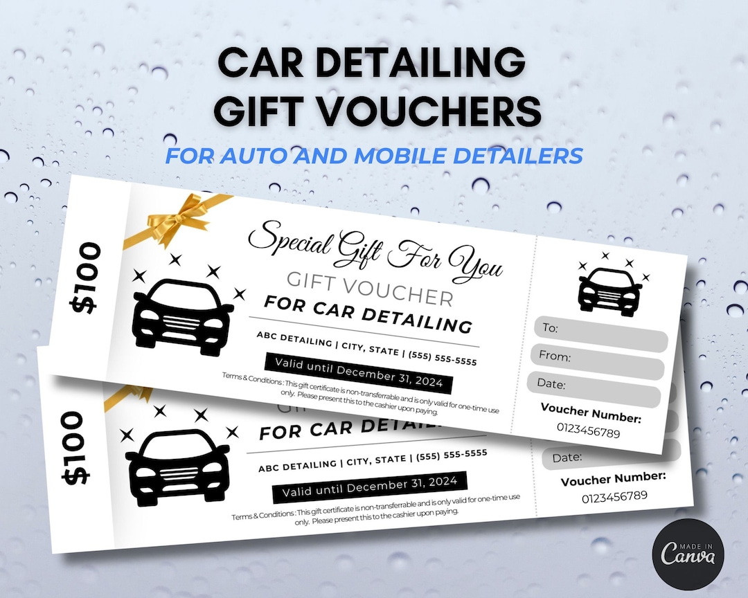 Car Detailing Gift Voucher Template + Bonus PDF Tracker Sheet ...