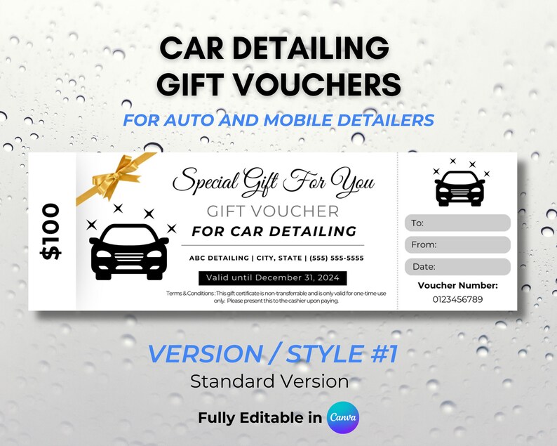 Car Detailing Gift Voucher Template + Bonus PDF Tracker Sheet ...