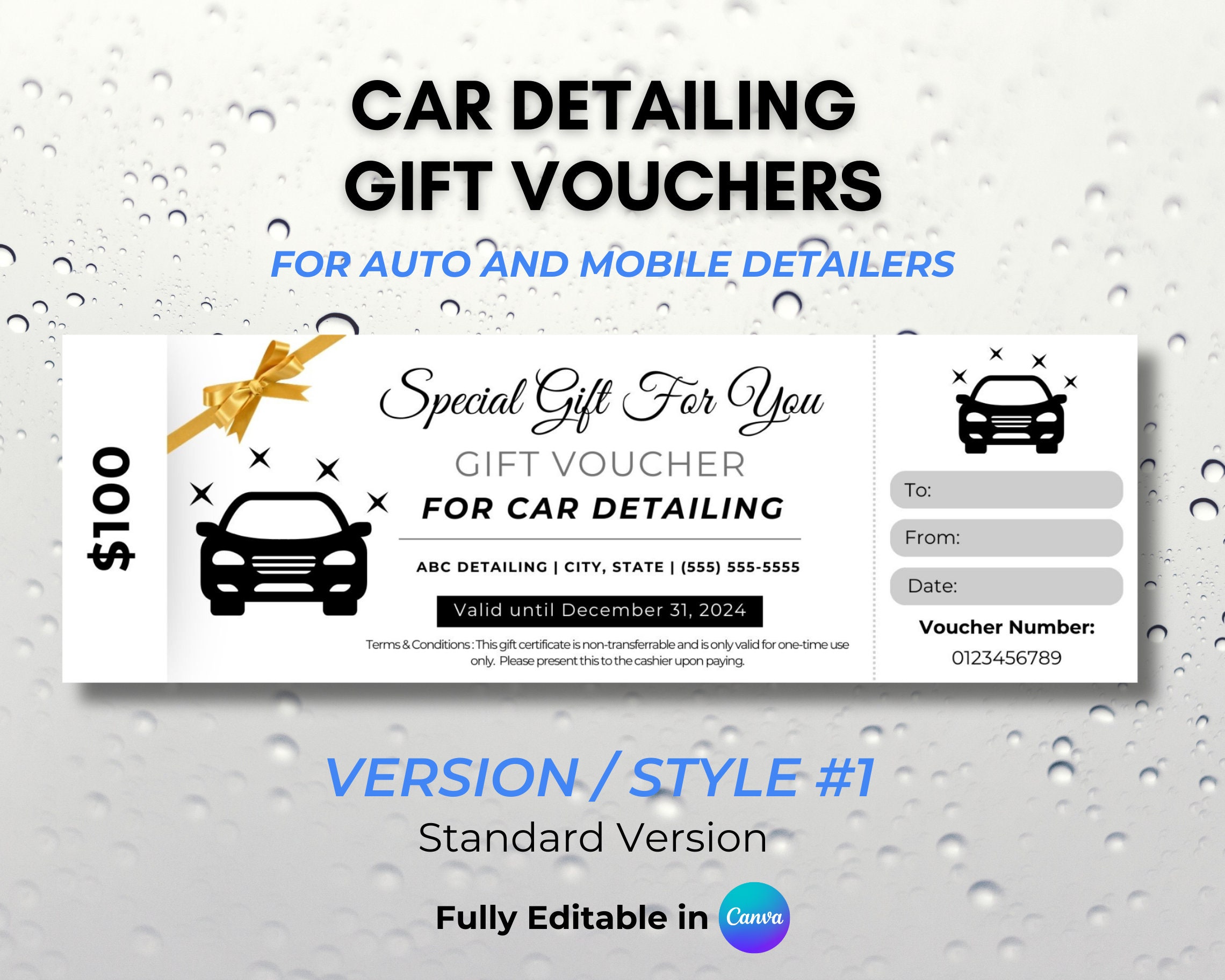 Car Detailing Gift Voucher Template + Bonus PDF Tracker Sheet ...