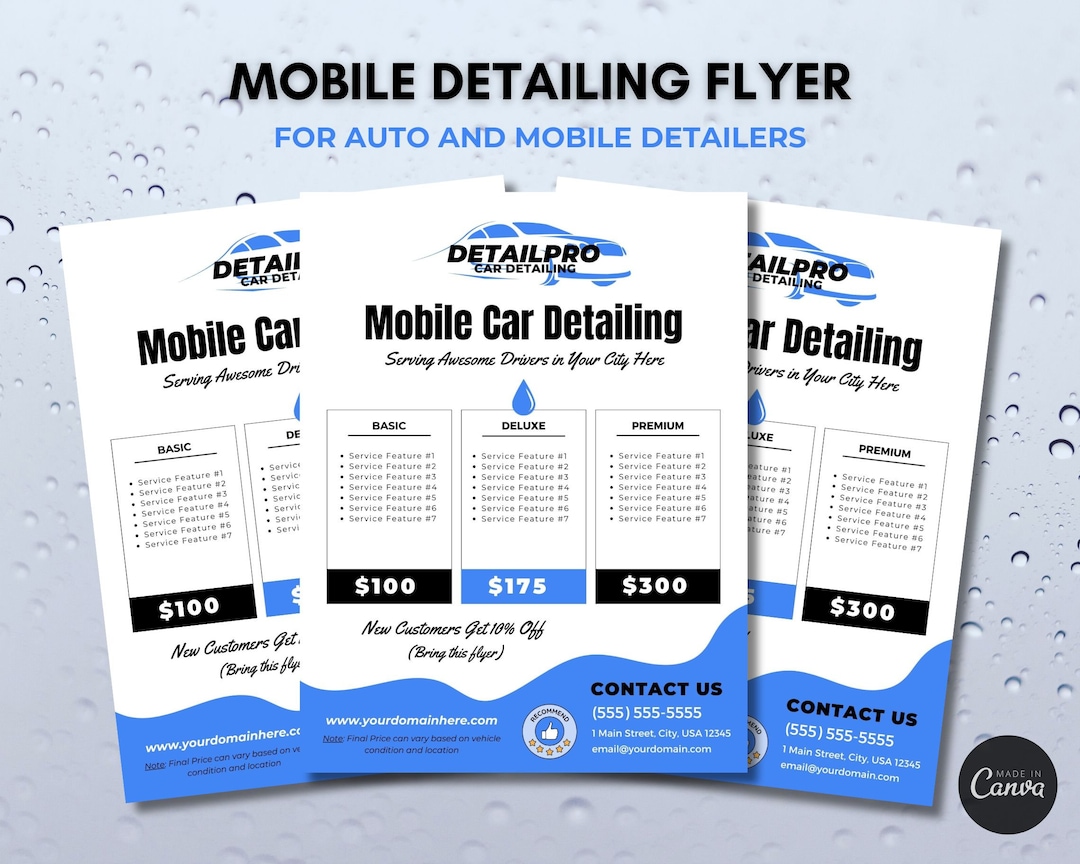 Customizable Car Detailing, Car Wash, Flyer Template for Auto and ...