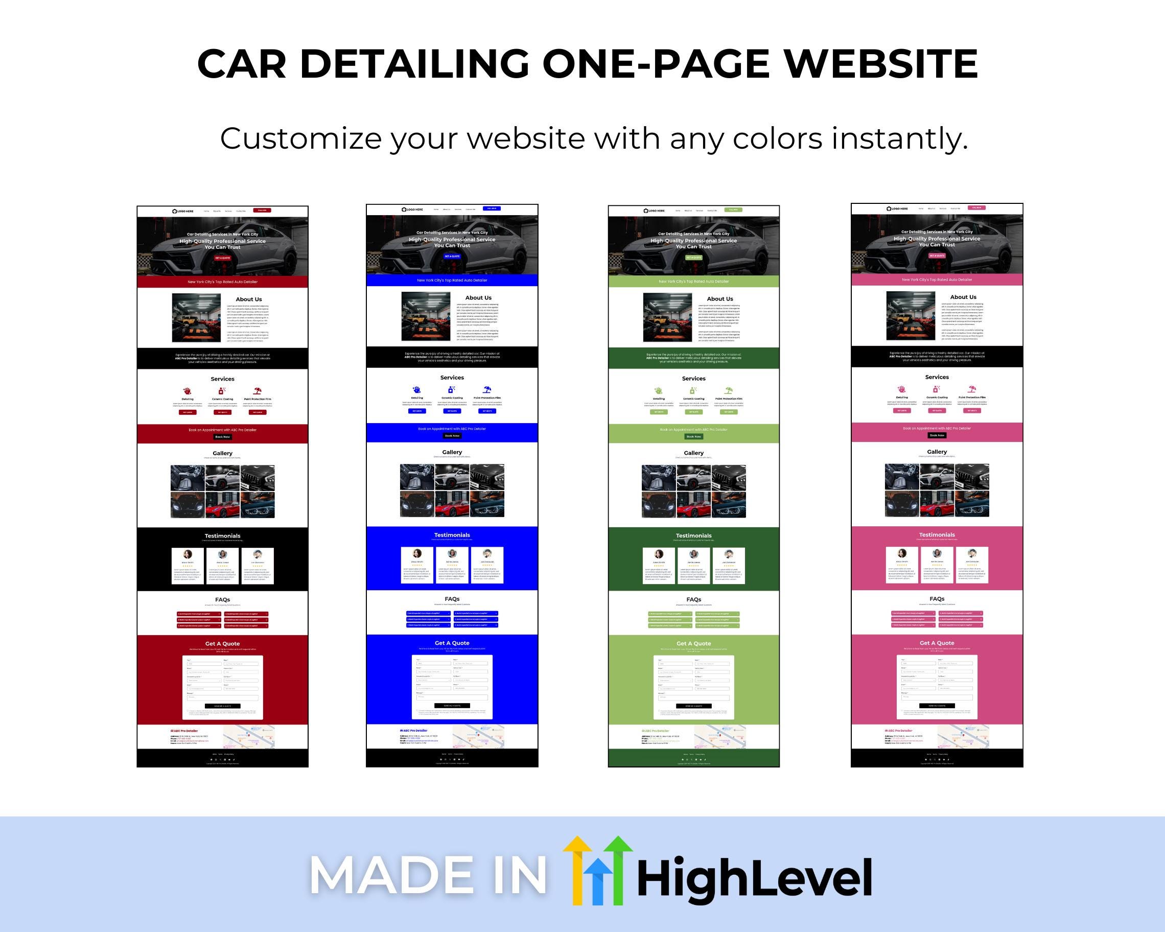 Car Detailing Express Snapshot: One-page Website Template With ...