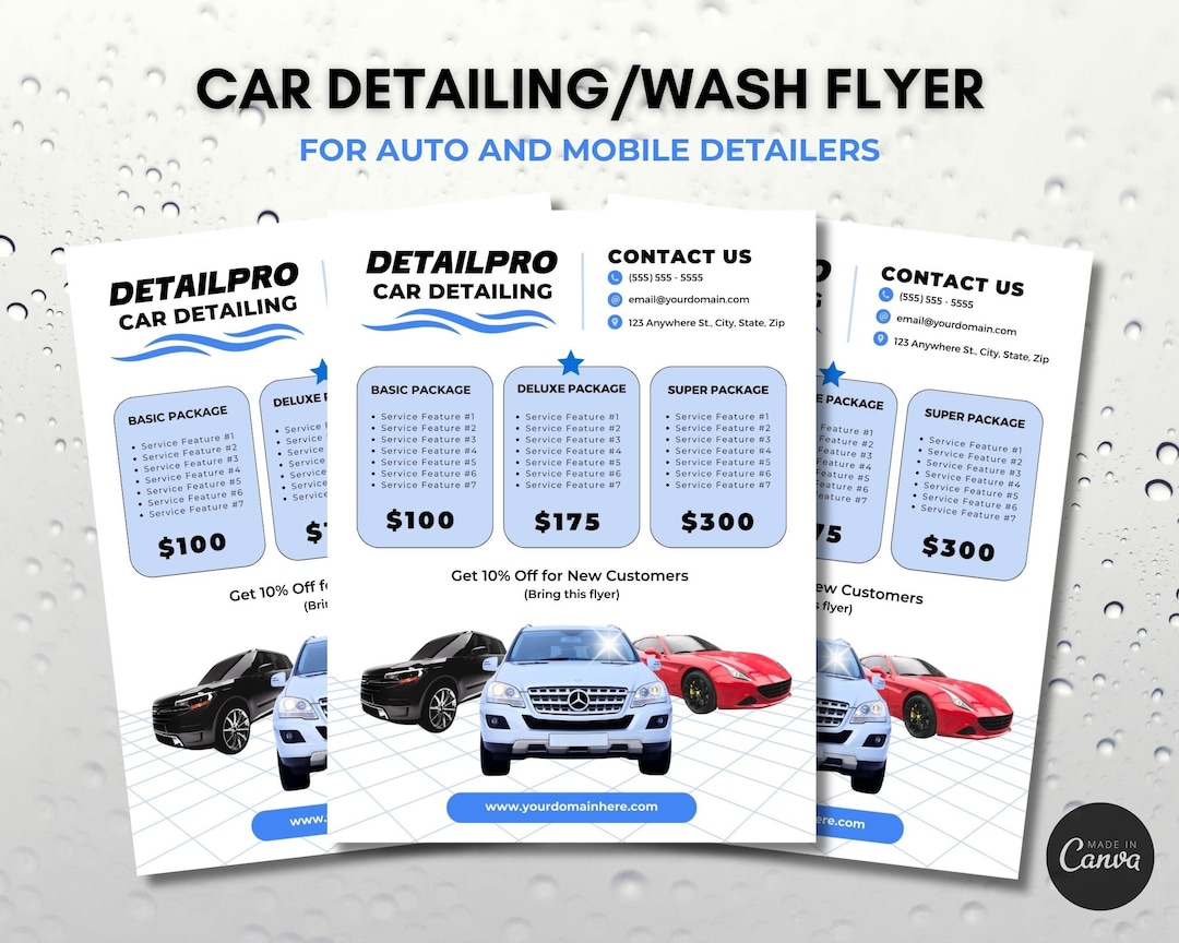 Customizable Car Detailing, Car Wash, Flyer Template for Auto and ...