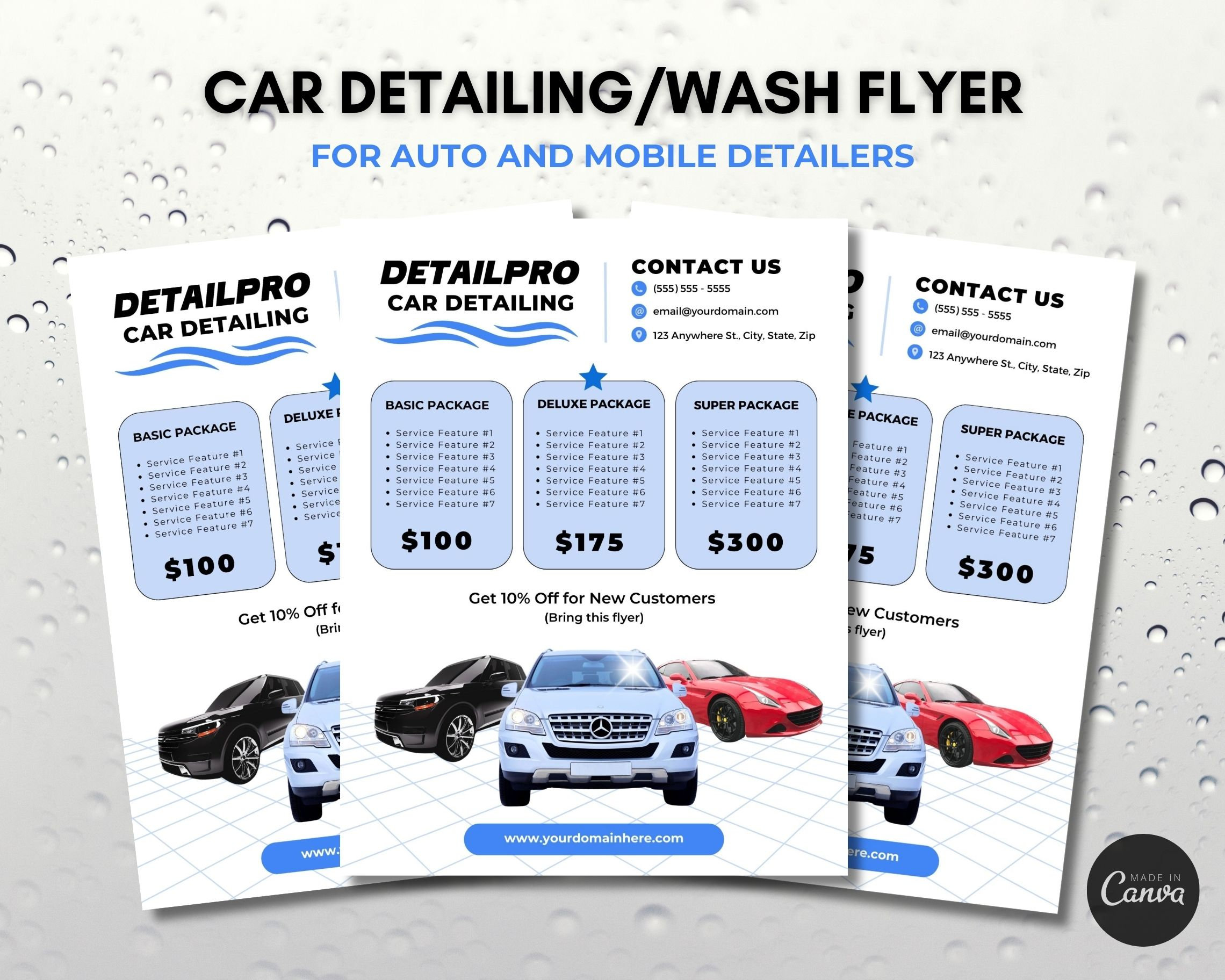 Customizable Car Detailing, Car Wash, Flyer Template for Auto and ...