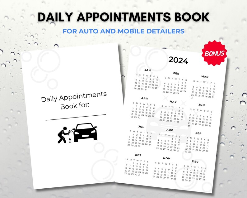Car Detailer's Daily Appointment Book, Detailing Organizer - PDF With ...
